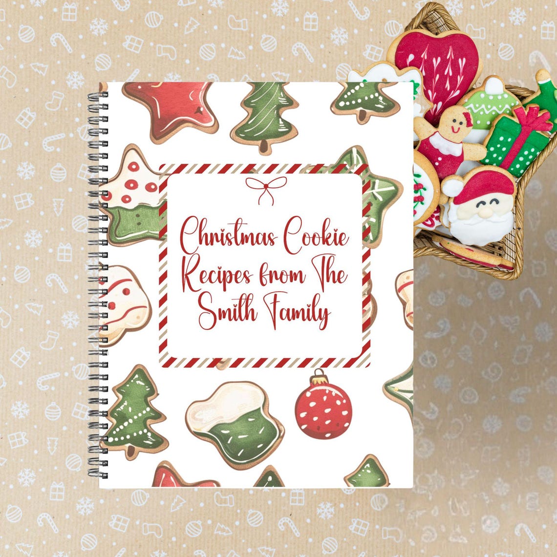 Christmas Cookie Recipe Book: Hardcover Heirloom Cookbook,personalized ...