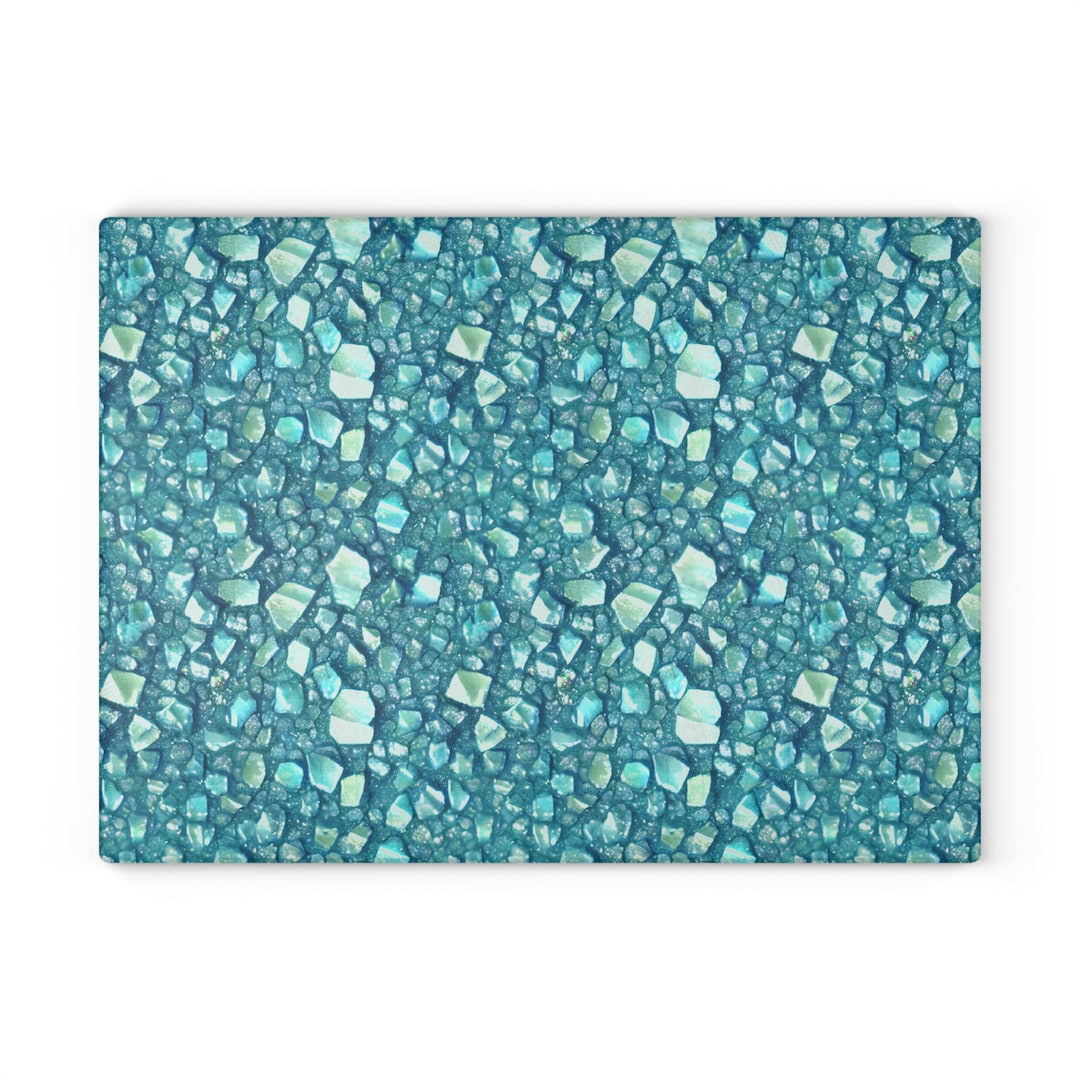 Blue Stone Design Tempered Glass Cutting Boardcounter Art - Etsy