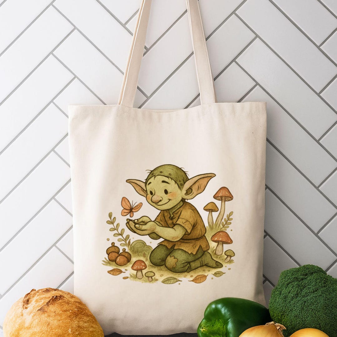 Goblincore Cotton Tote Bag - Woodland Witchy Bag , Cottagecore, Dark ...