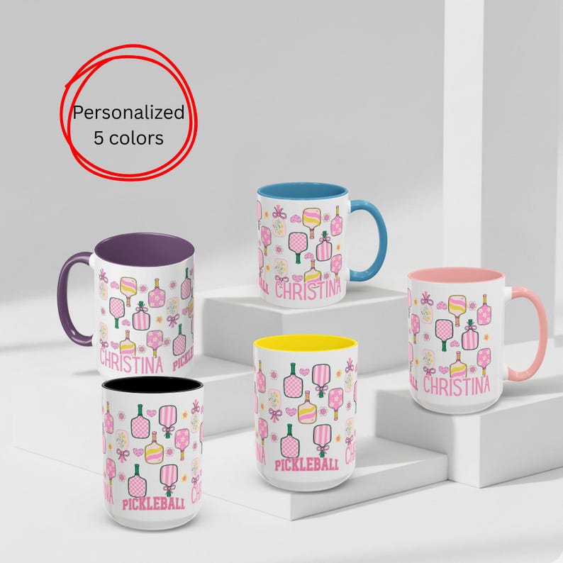 Personalized Pickleball Name Mug , Pickleball Paddle Design, Double ...