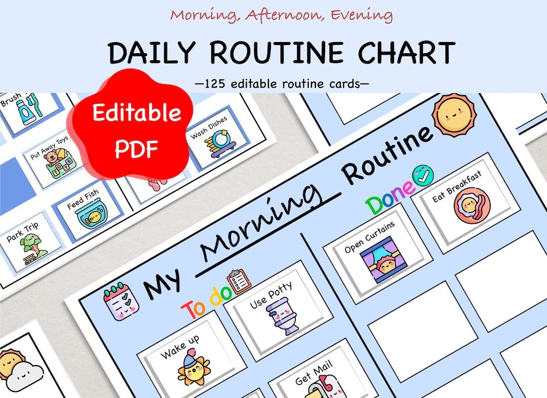 Tabla de rutinas diarias editable Lista de tareas Tarjetas de - Etsy México