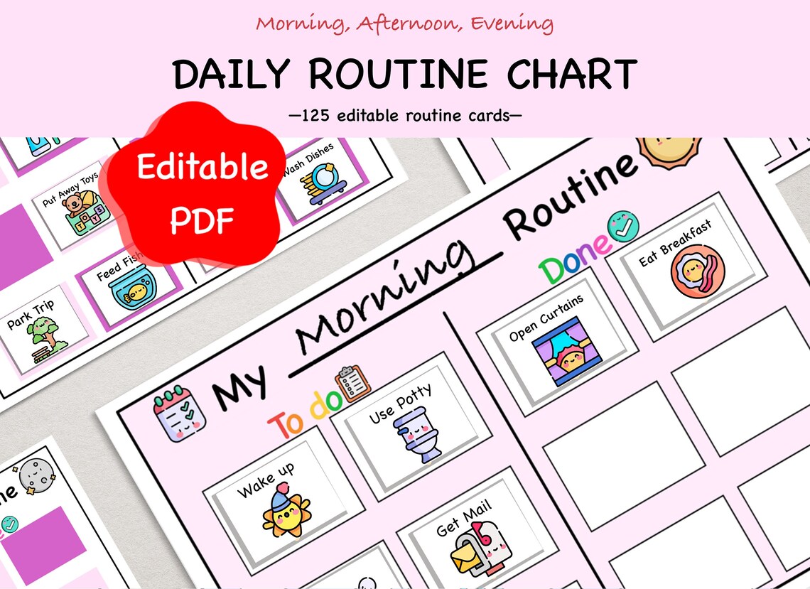 Editable Daily Routine Chart to Do List Printable Daily - Etsy