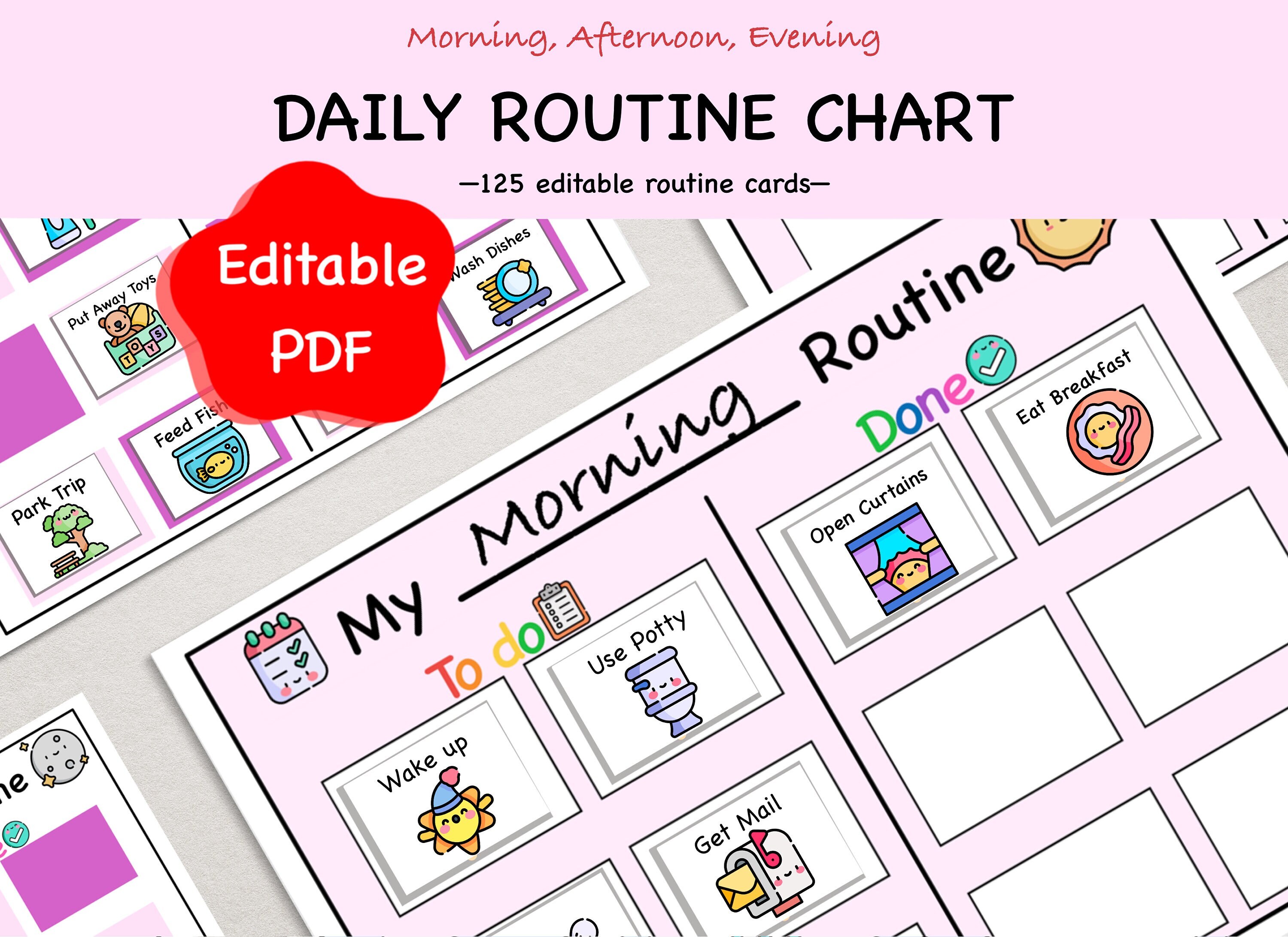 Editable Daily Routine Chart To Do List Printable Daily Etsy