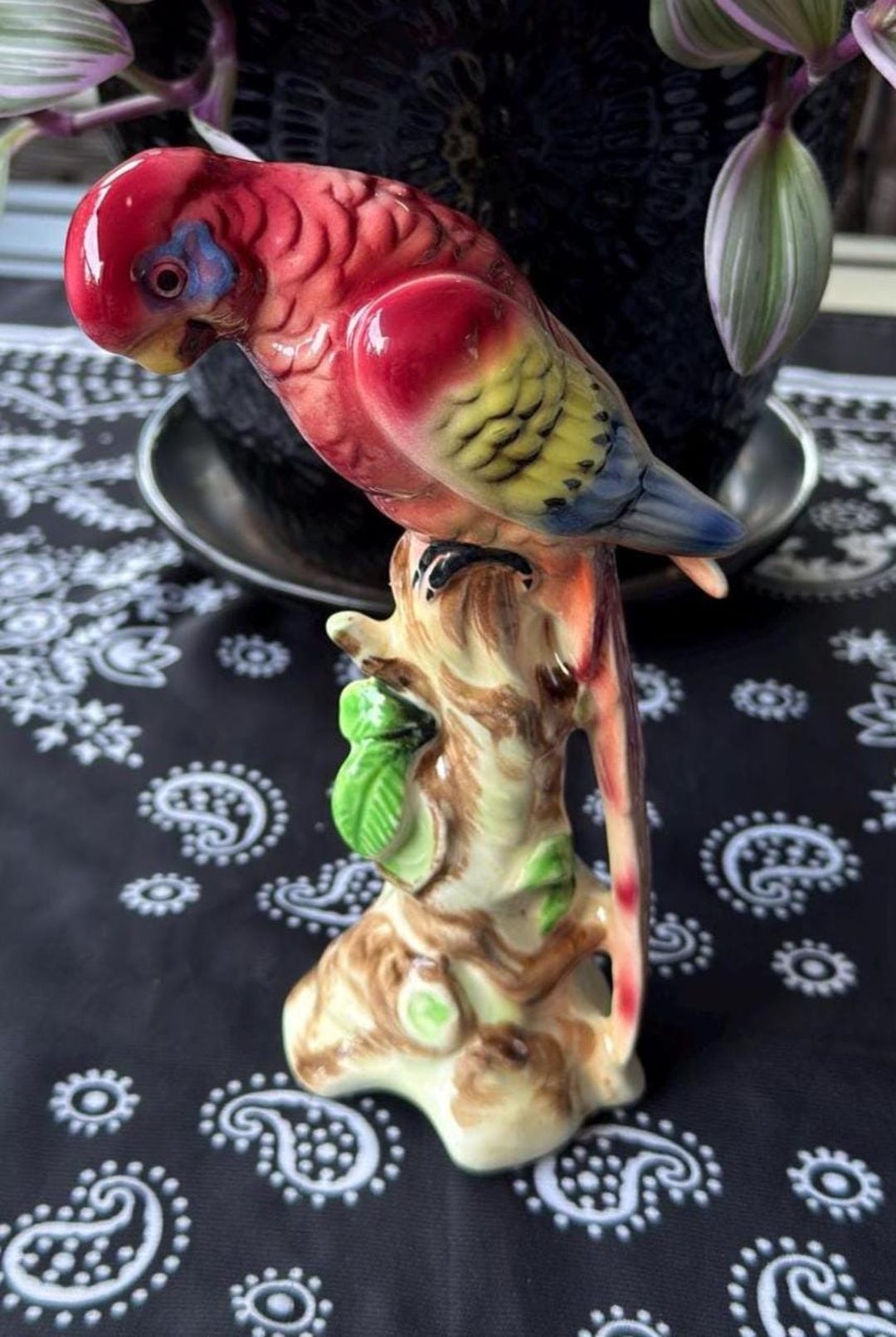 Antique 6.25" Porcelain Macaw Parrot Figurine, Vintage Kitsch Ceramic ...