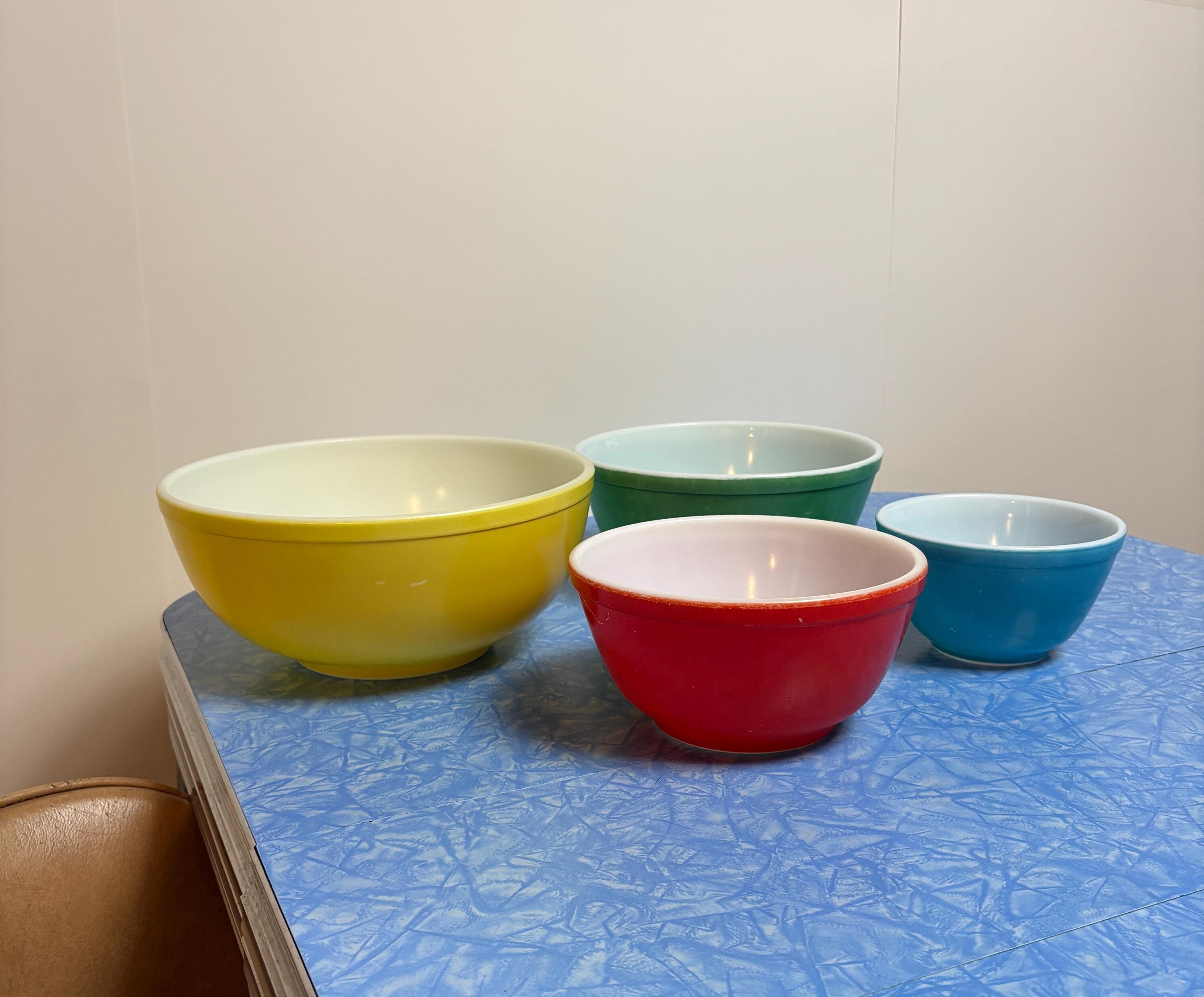 Vintage PYREX Primary Colors Nesting Bowls, Complete Set of 4, Great ...