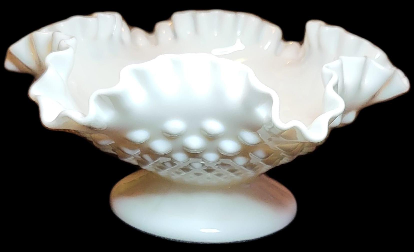 Vintage 1950s Fenton White Milk Glass Hobnail Ruffled Edge - Etsy