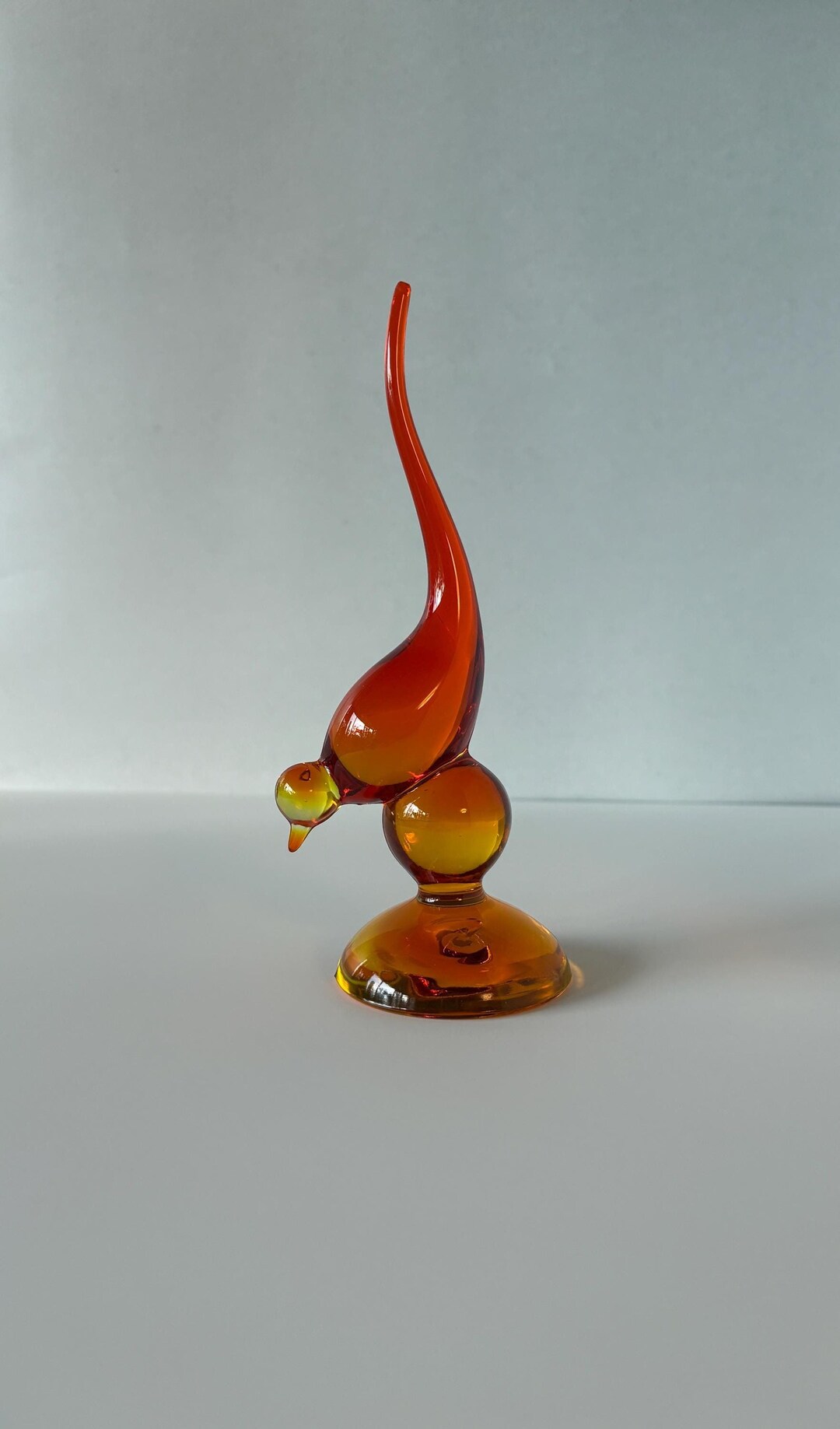 Vintage 1960s Tall Viking Glass Bird, #1311 UV Cadmium Glow Glass in ...