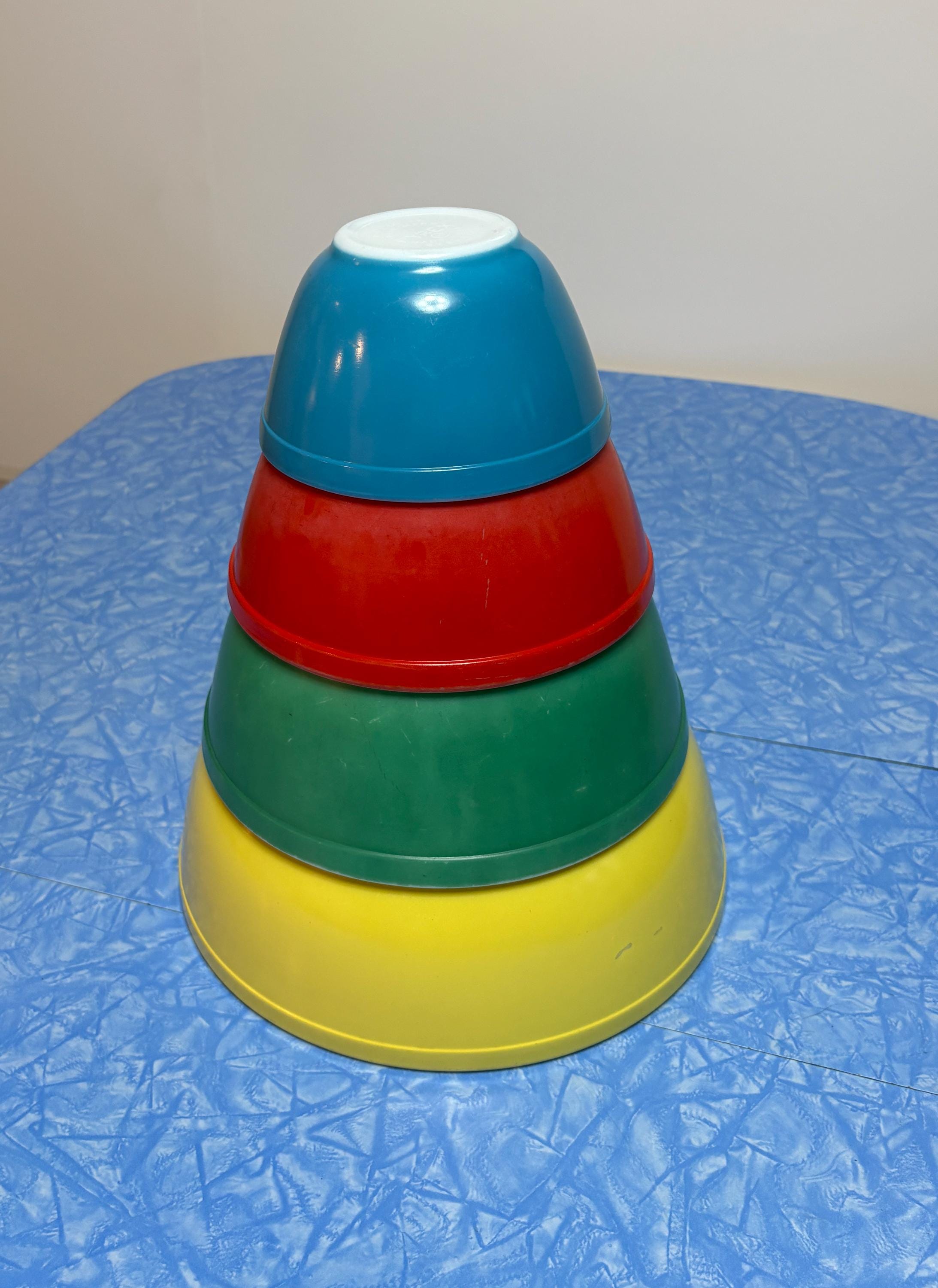 Vintage PYREX Primary Colors Nesting Bowls, Complete Set of 4, Great ...