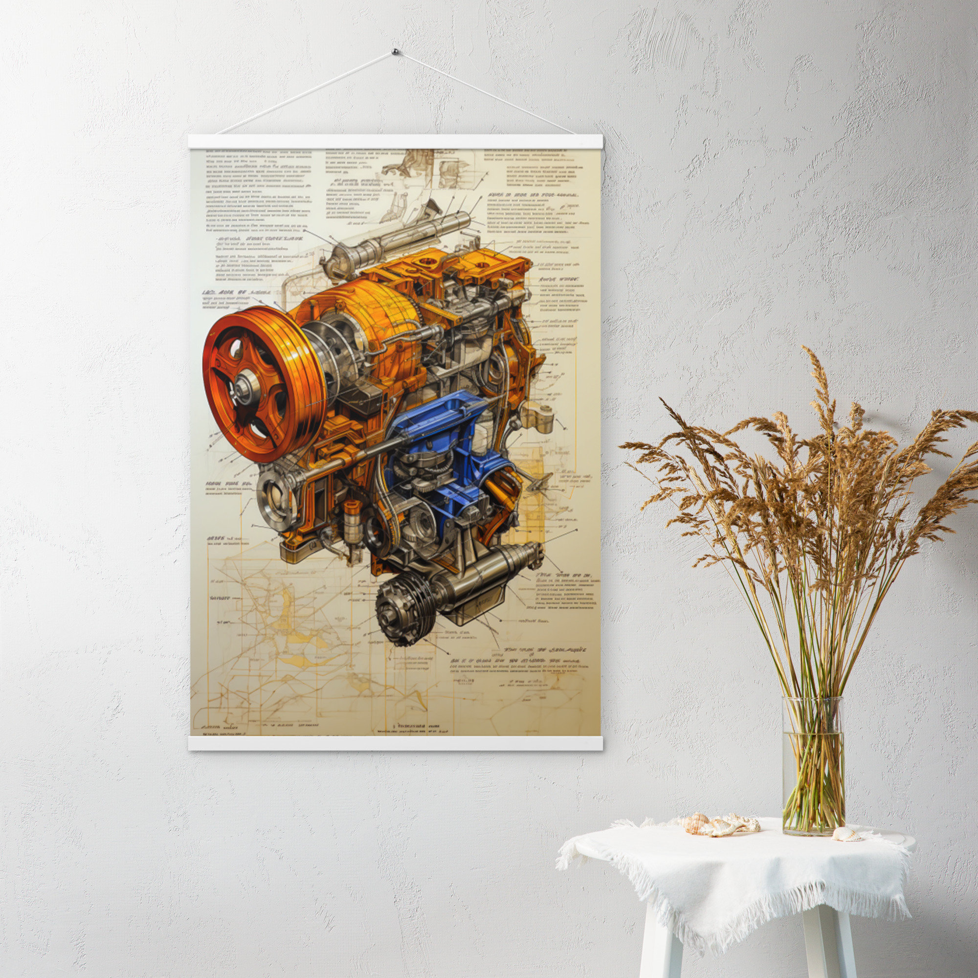 Car Engine Blueprint Poster - Etsy