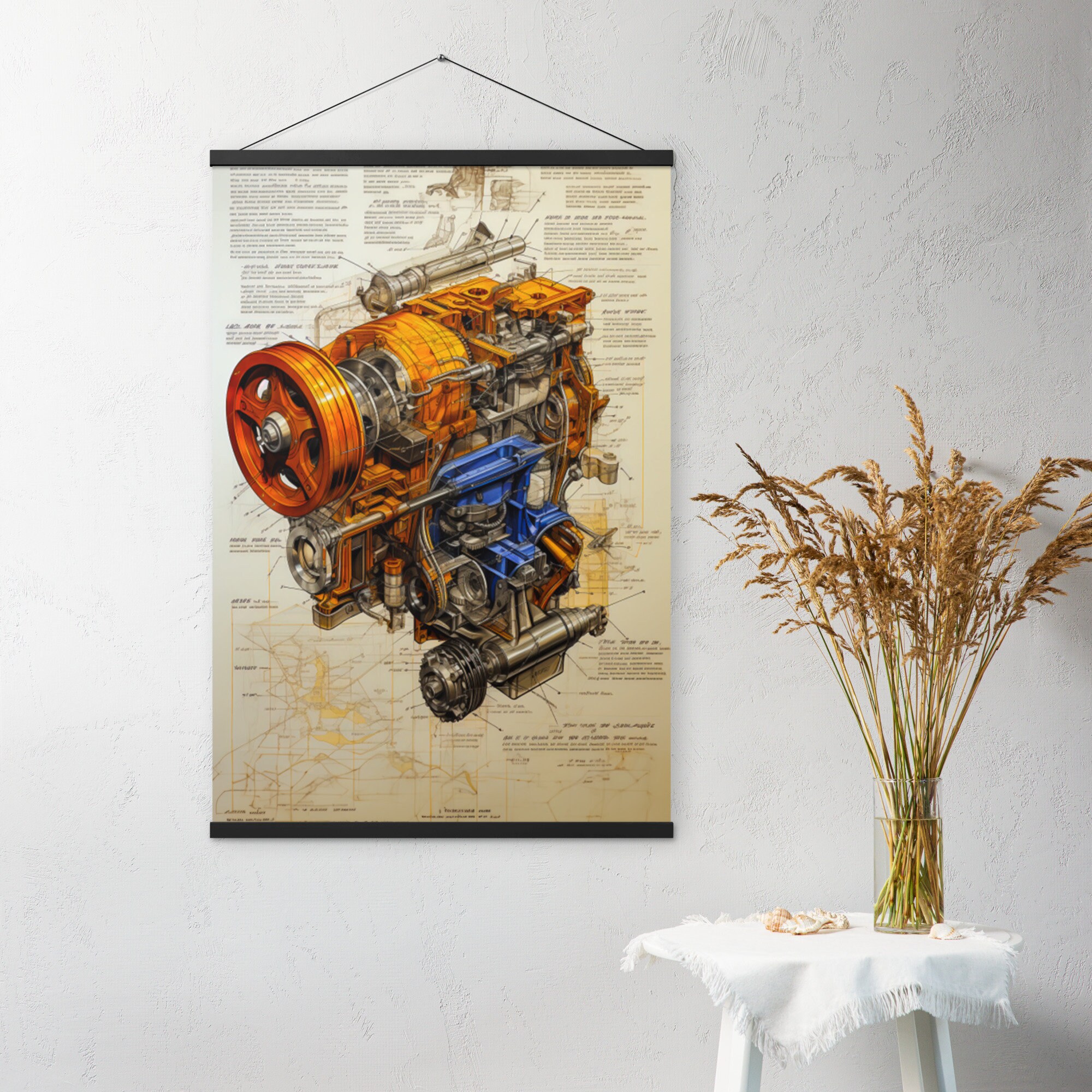 Car Engine Blueprint Poster - Etsy