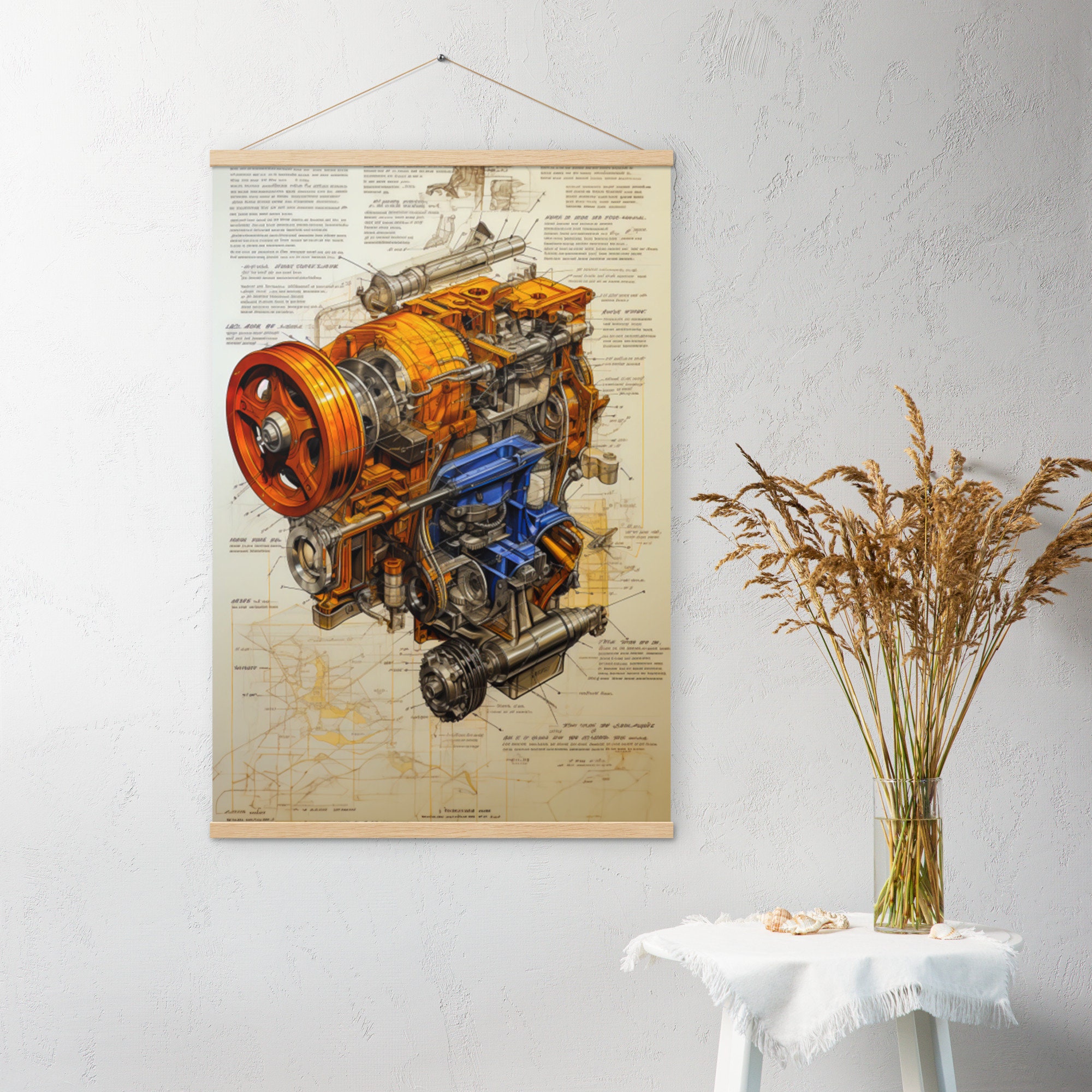 Car Engine Blueprint Poster - Etsy