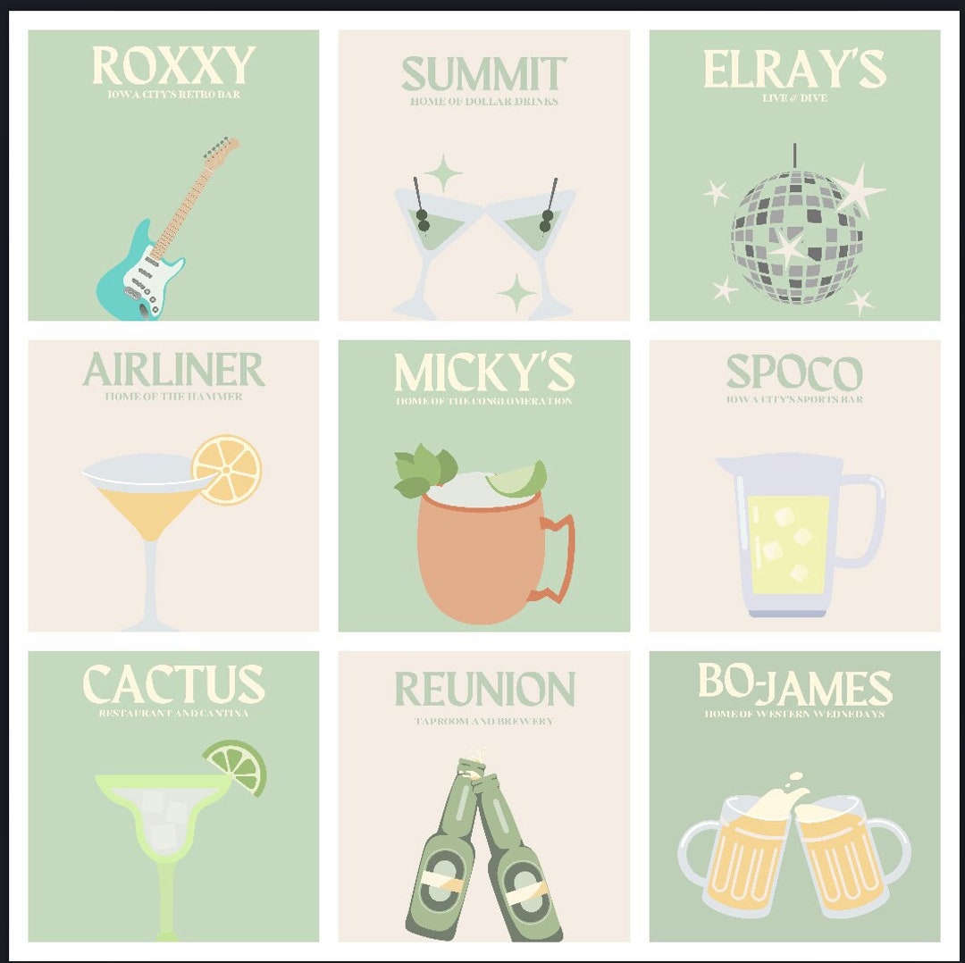 Iowa City Bar Posters *DIGITAL DOWNLOAD* - Etsy