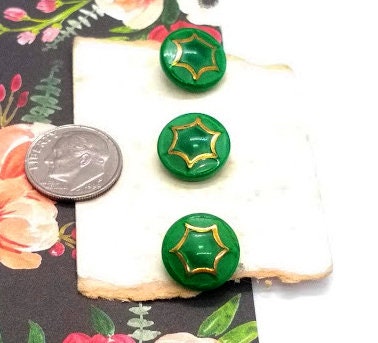 Vintage Green Buttons Green and Gold Gold Sunburst Decorative Buttons ...