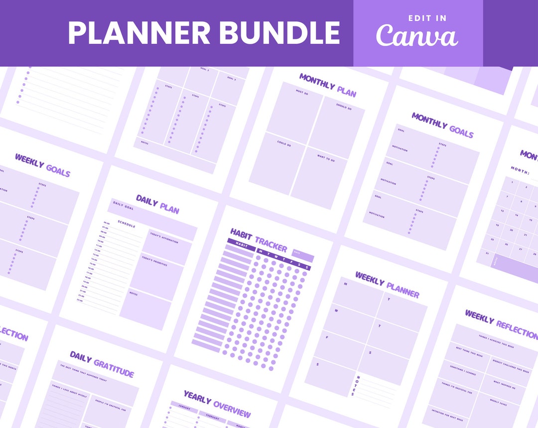 Planner Template Canva | Printable Planner | Instant Download ...