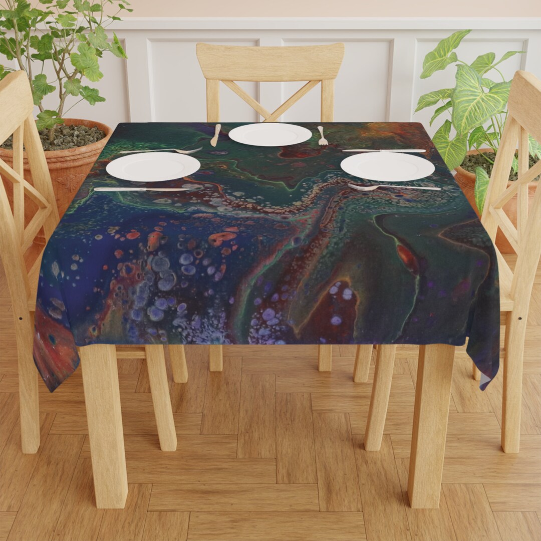 Tablecloth, Square 55 X 55 Abstract Tablecloth, Modern Decor, Polyester ...