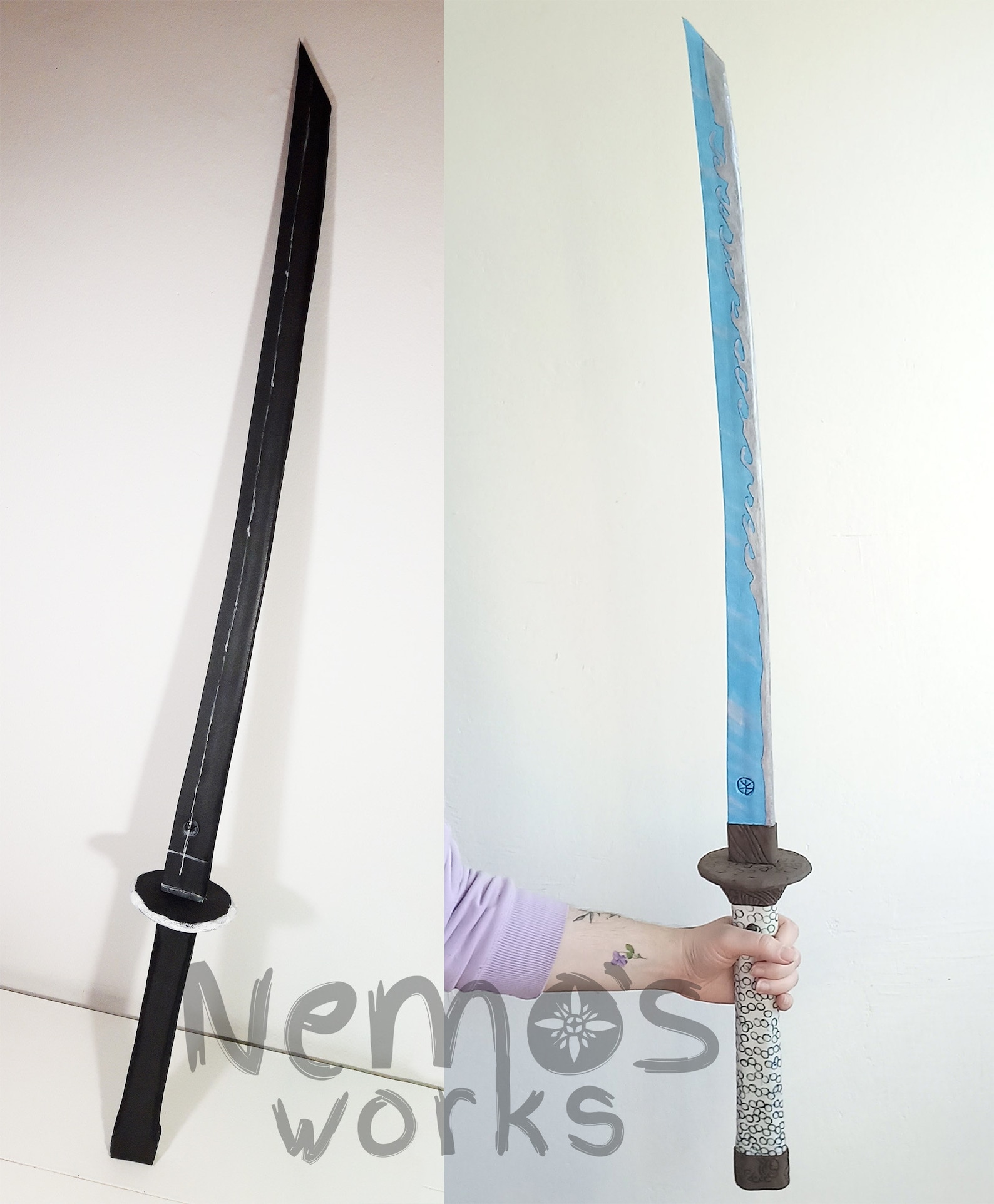 Mizu's Katana Blue Eye Samurai 2D Blueprint Cosplay Prop Sword Template ...