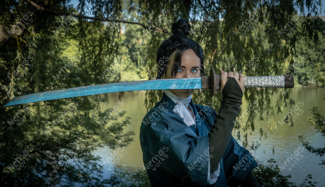 Mizu's Katana Blue Eye Samurai 2D Blueprint Cosplay Prop Sword Template ...