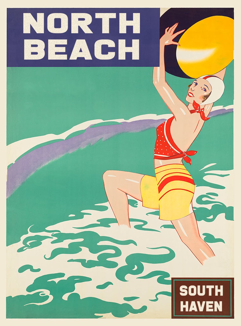 Yourbeach/city Custom Retro Beach Poster Home Decor Wall Art Birthday ...