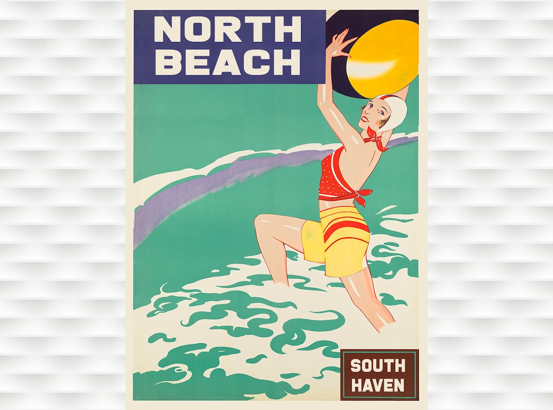 Yourbeach/city Custom Retro Beach Poster Home Decor Wall Art Birthday ...