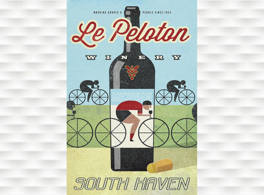 Le Peloton Custom Retro Look Wine Poster Home Decor Wall Art Birthday ...
