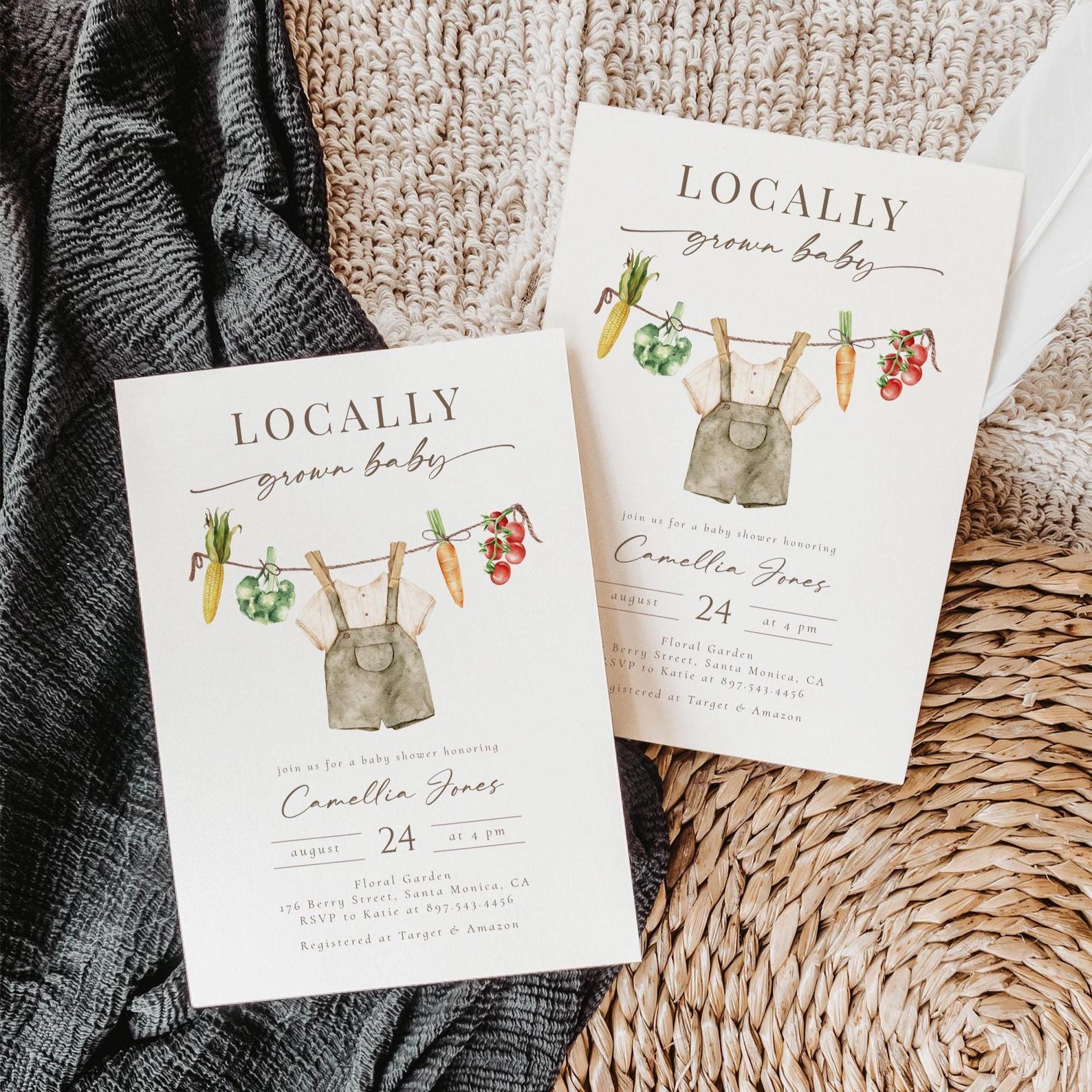 Locally Grown Boy Baby Shower Invitation, Farmers Market Baby Shower ...