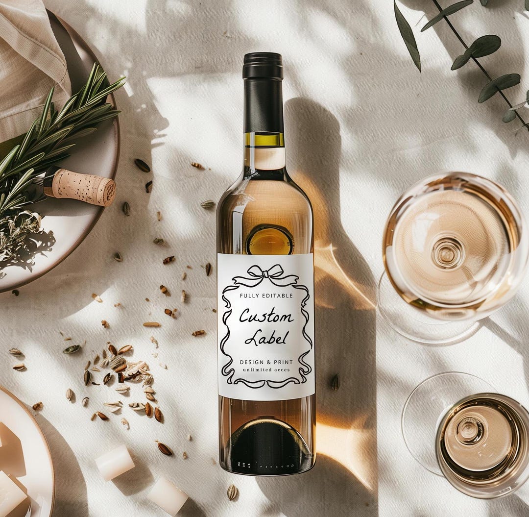 Custom Wine Label Template, Hand-drawn Wine Labels Wedding, Editable ...