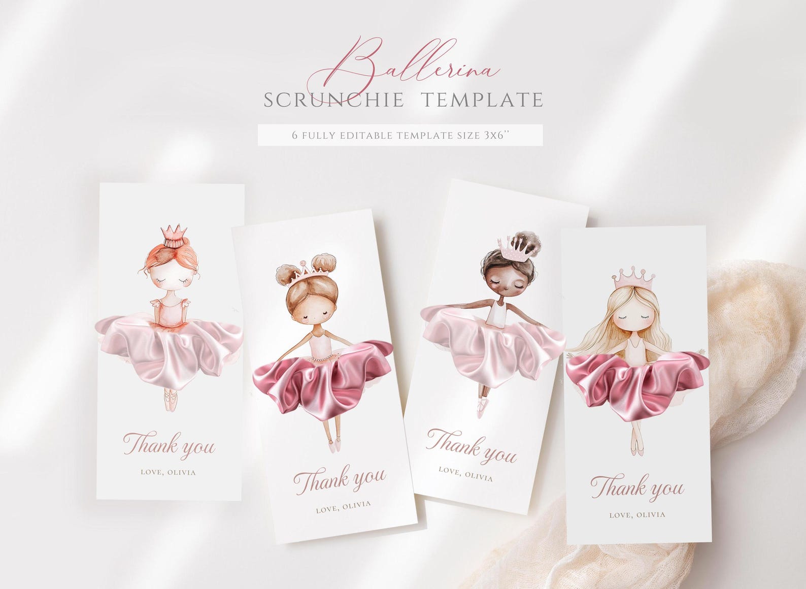 Ballerina Scrunchie Card Template, Ballet Birthday Scrunchie Card ...