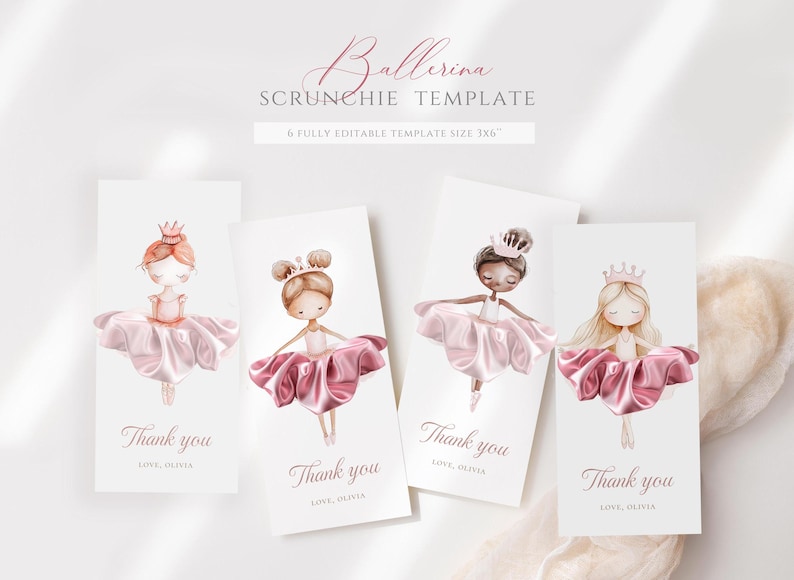 Ballerina Scrunchie Card Template, Ballet Birthday Scrunchie Card ...