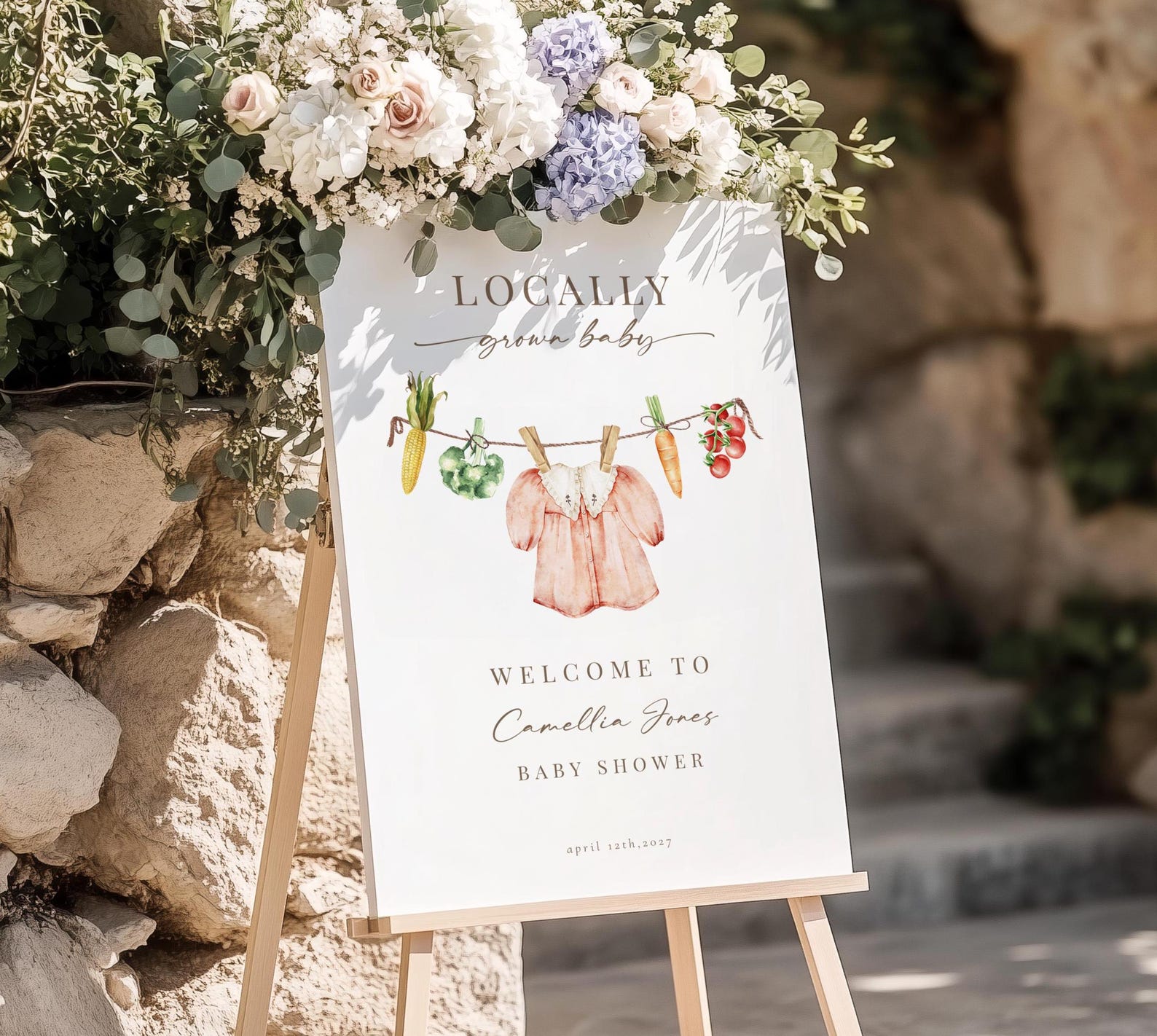 Locally Grown Baby Shower Welcome Sign, Farmers Market Baby Shower ...