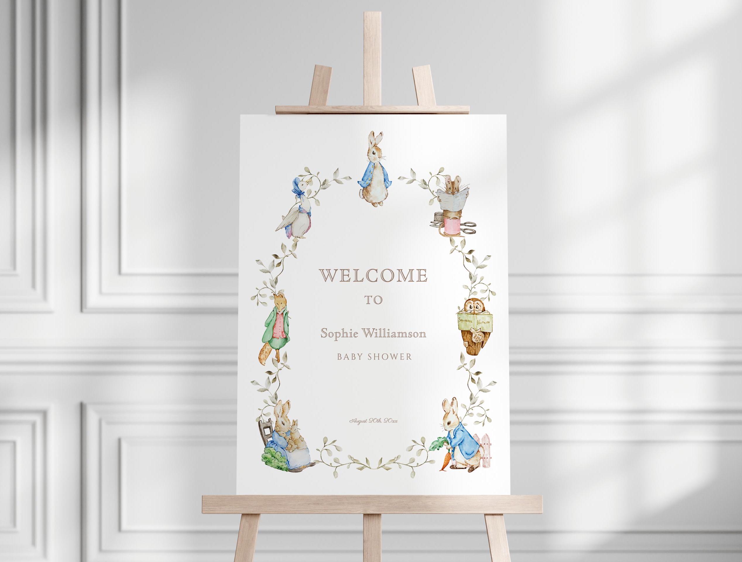 Peter Rabbit Baby Shower Welcome Sign, Beatrix Potter Shower Sign ...