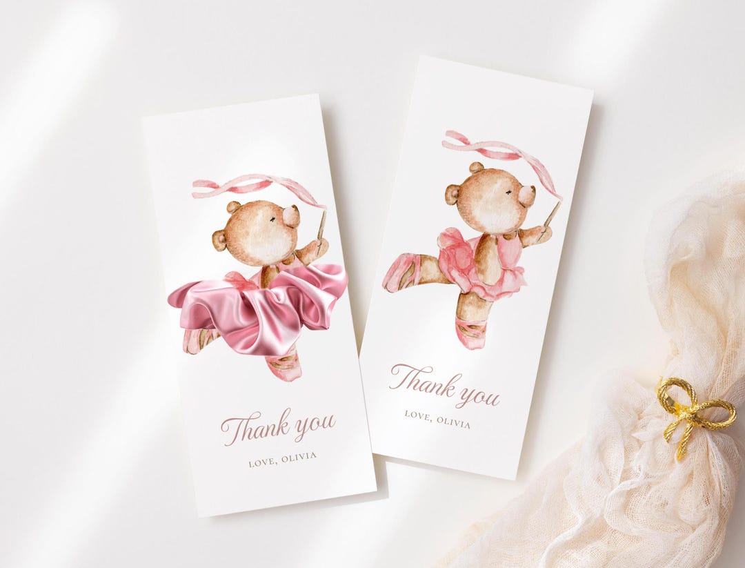 Ballerina Scrunchie Card Template, Teddy Bear Ballet Birthday Scrunchie ...