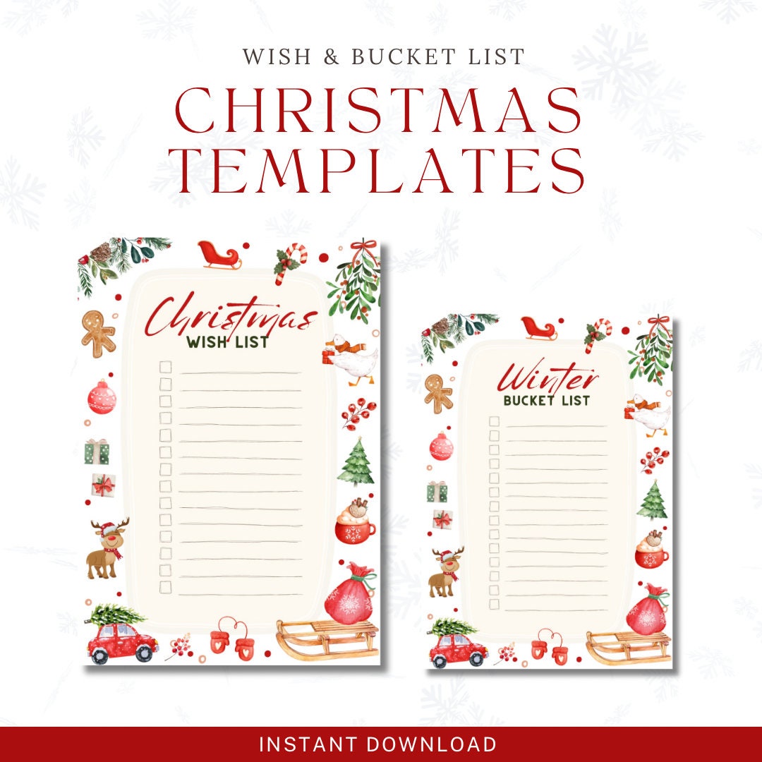 Printable Christmas Template Wish & Bucket List Christmas Letter for ...