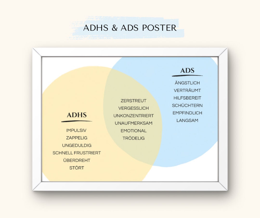 ADHD ADD Poster Difference & Similarities Instant Download to Print - Etsy