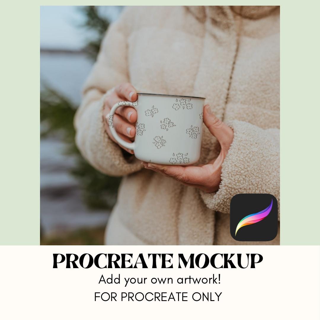 Procreate Mockup Camping Mug, Mockup for Seamless Surface Pattern ...