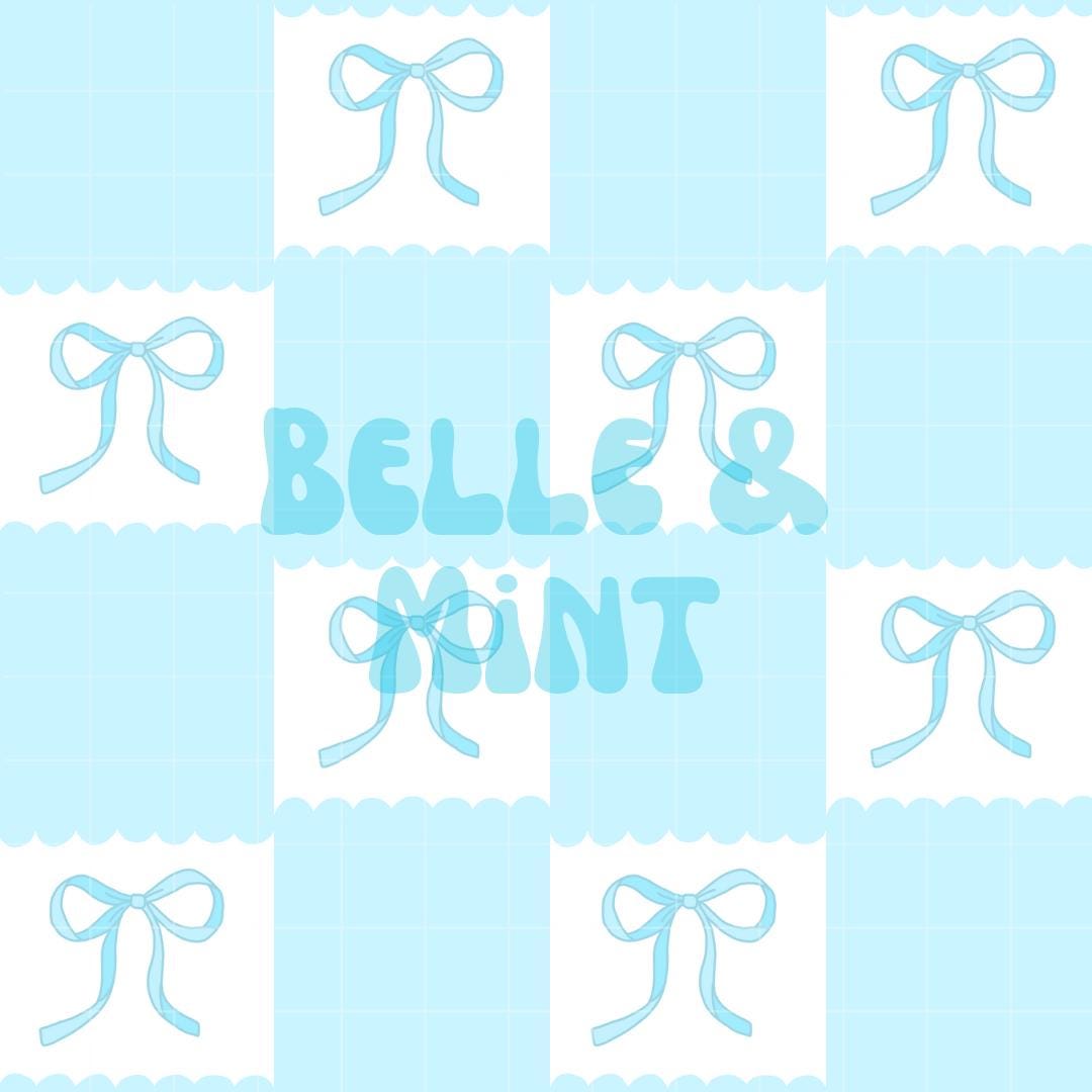 Blue Checker Bow Coquette Seamless File Digital Download for Fabric ...