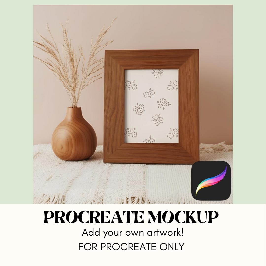 Procreate Mockup Wooden Framed Photo, Mockup for Seamless Surface ...
