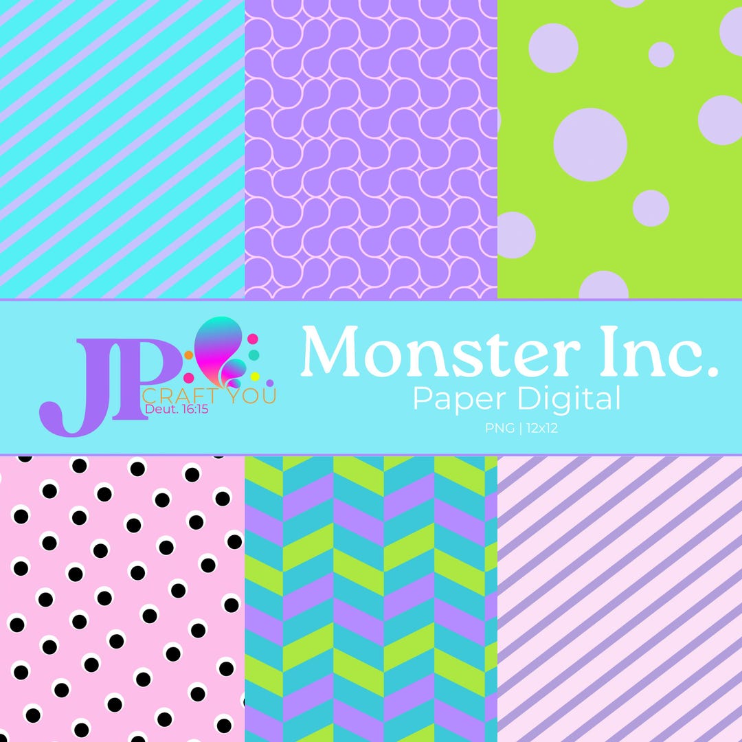 Monster Inc. Digital Paper Pack | 12x12 PNG Scrapbook Backgrounds ...