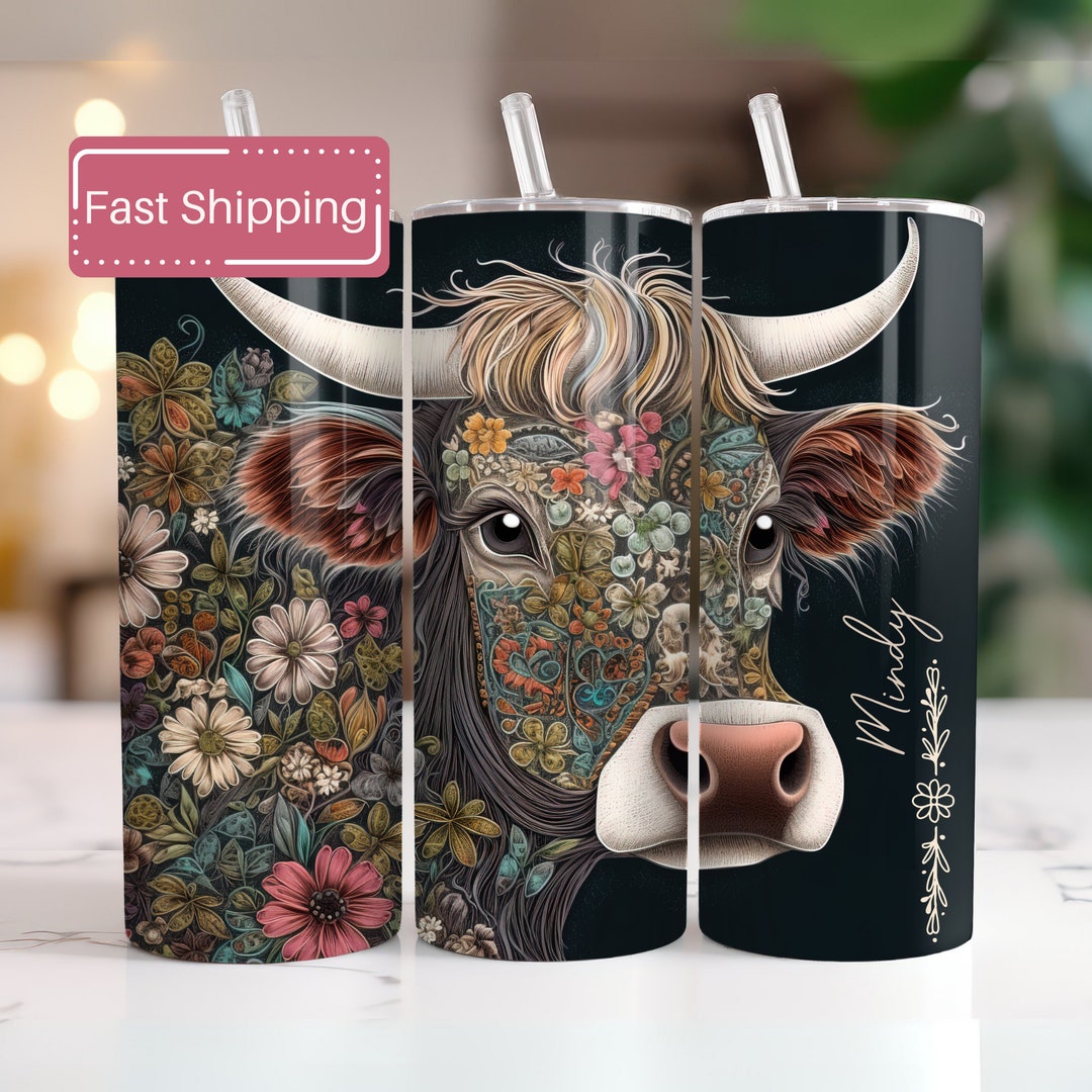 Highland Cow Tumbler, Personalized Cow Travel Mug, Highland Cattle Gift ...
