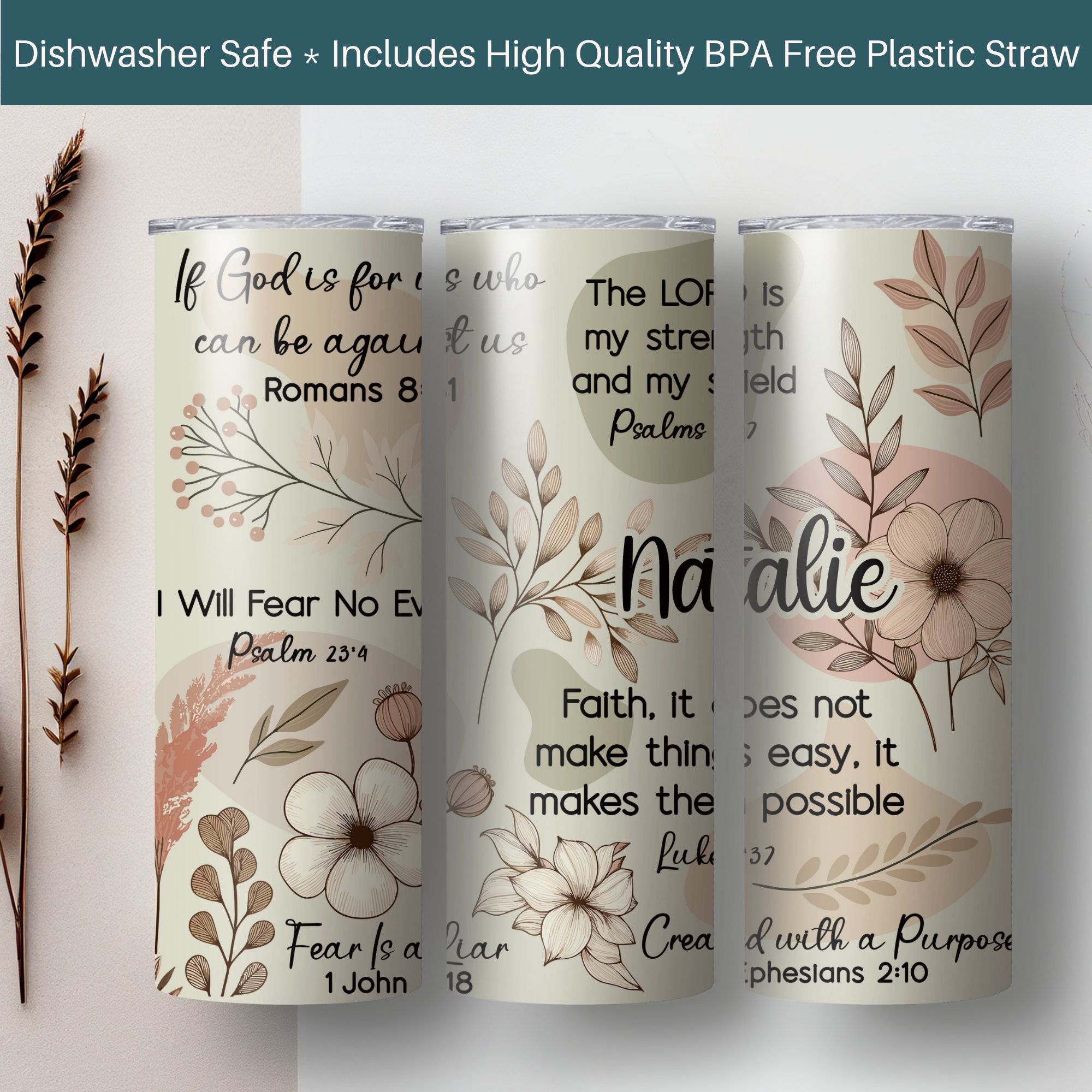 Bible Verse Tumbler Personalized, Christian Affirmation Gift for Her ...