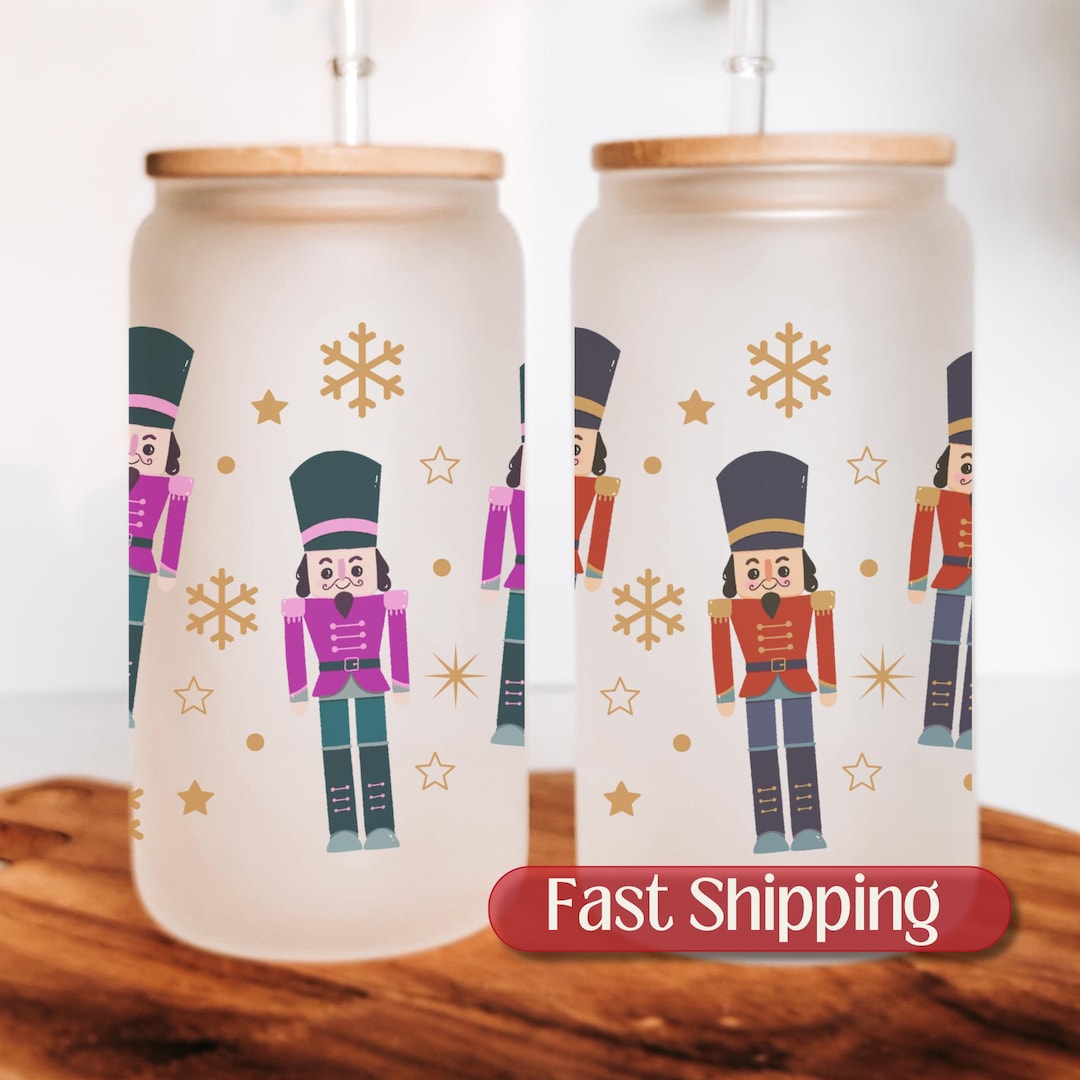 Nutcracker Holiday Glass Coffee Cup, Christmas Glass Cup, Christmas ...