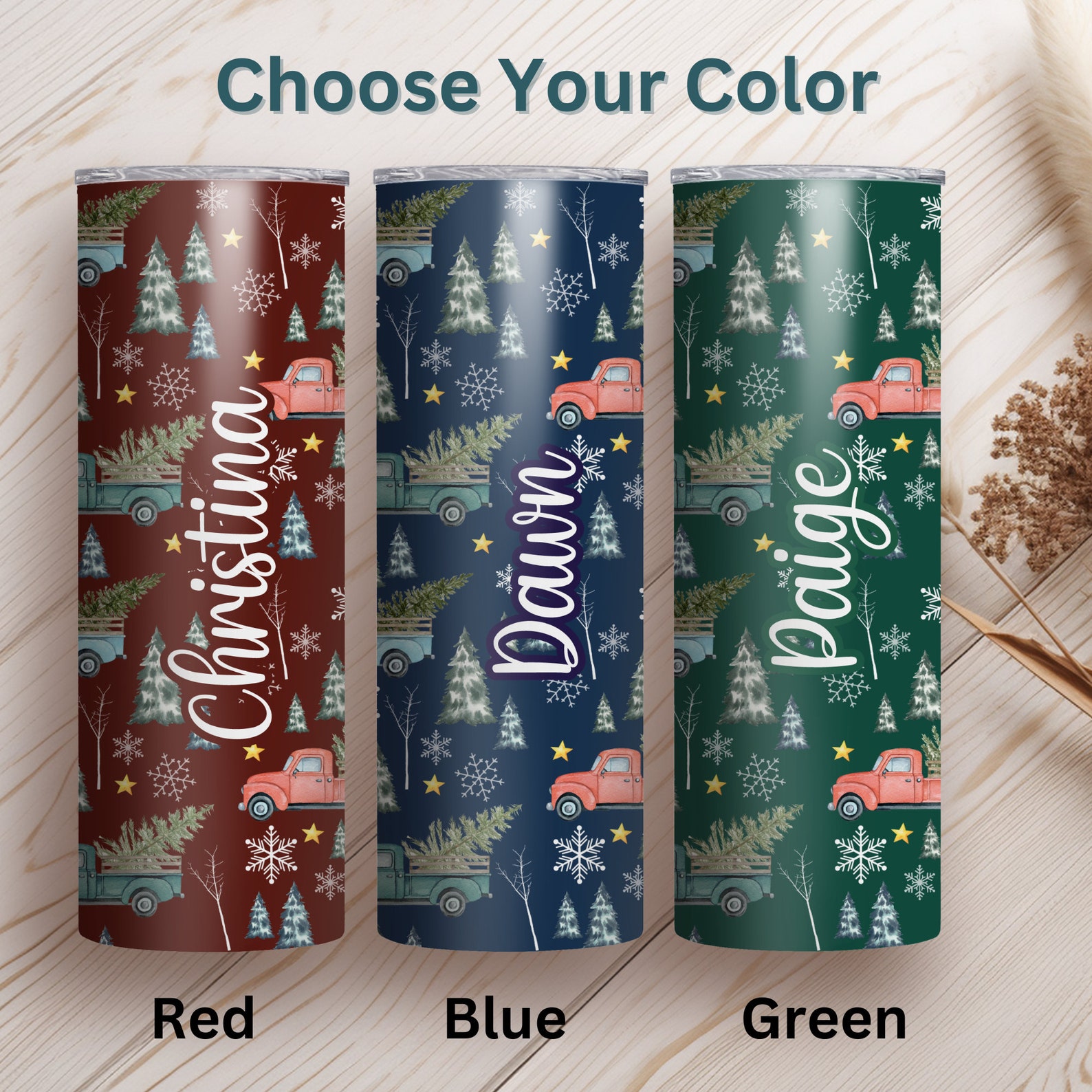 Personalized Christmas Tumbler Cup Vintage Christmas Truck - Etsy