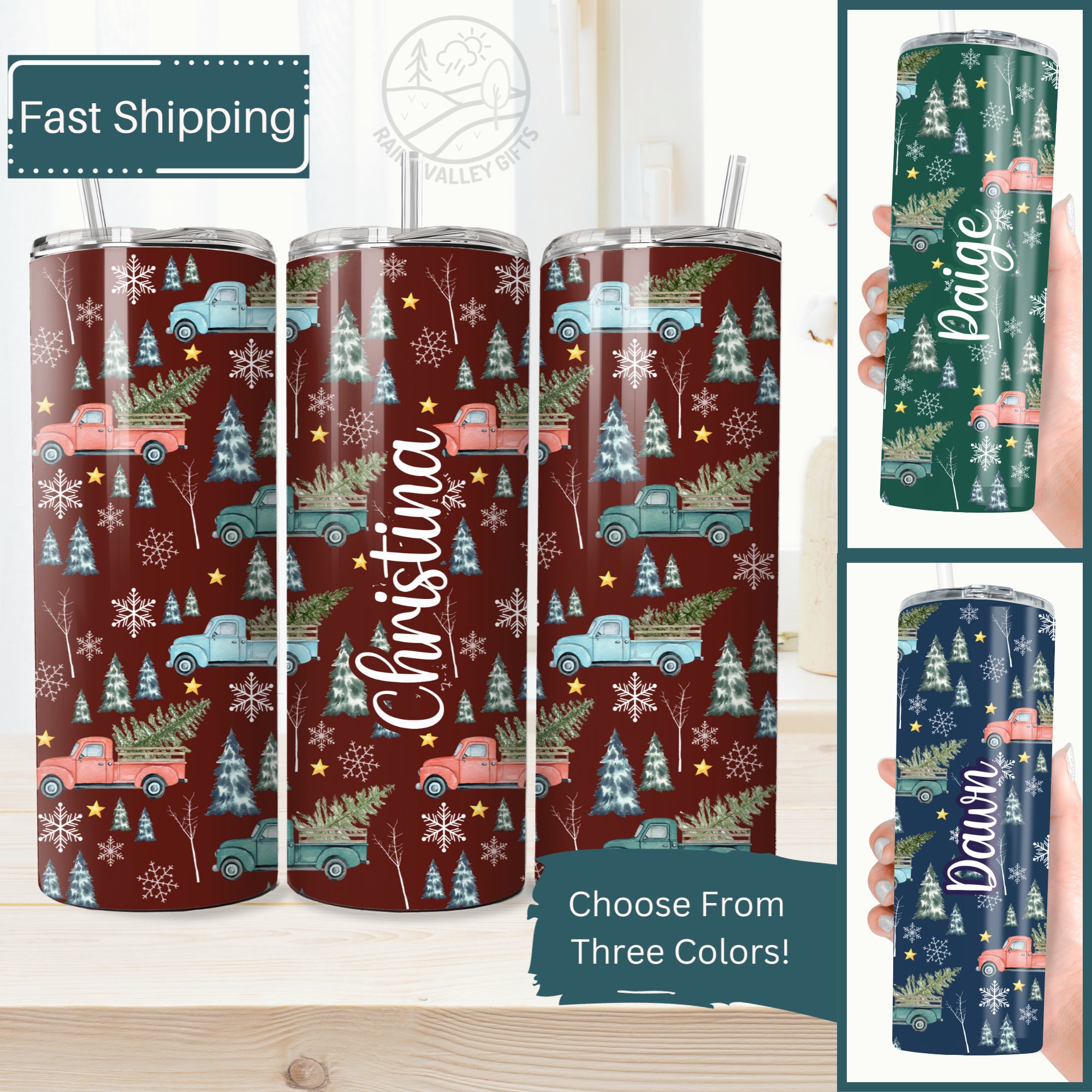 Personalized Christmas Tumbler Cup Vintage Christmas Truck - Etsy