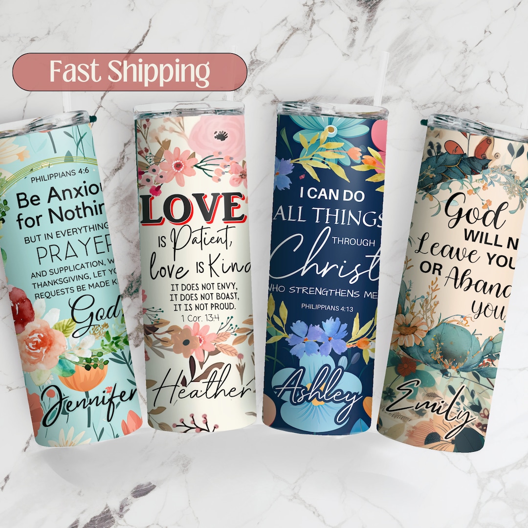 Bible Verse Tumbler Personalized, Christian Travel Mug Gift for Her ...