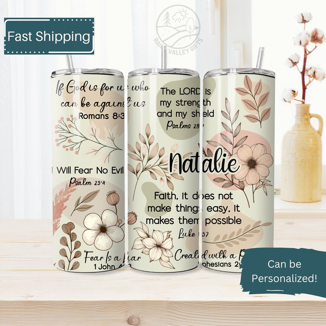 Bible Verse Tumbler Personalized, Christian Affirmation Gift for Her ...