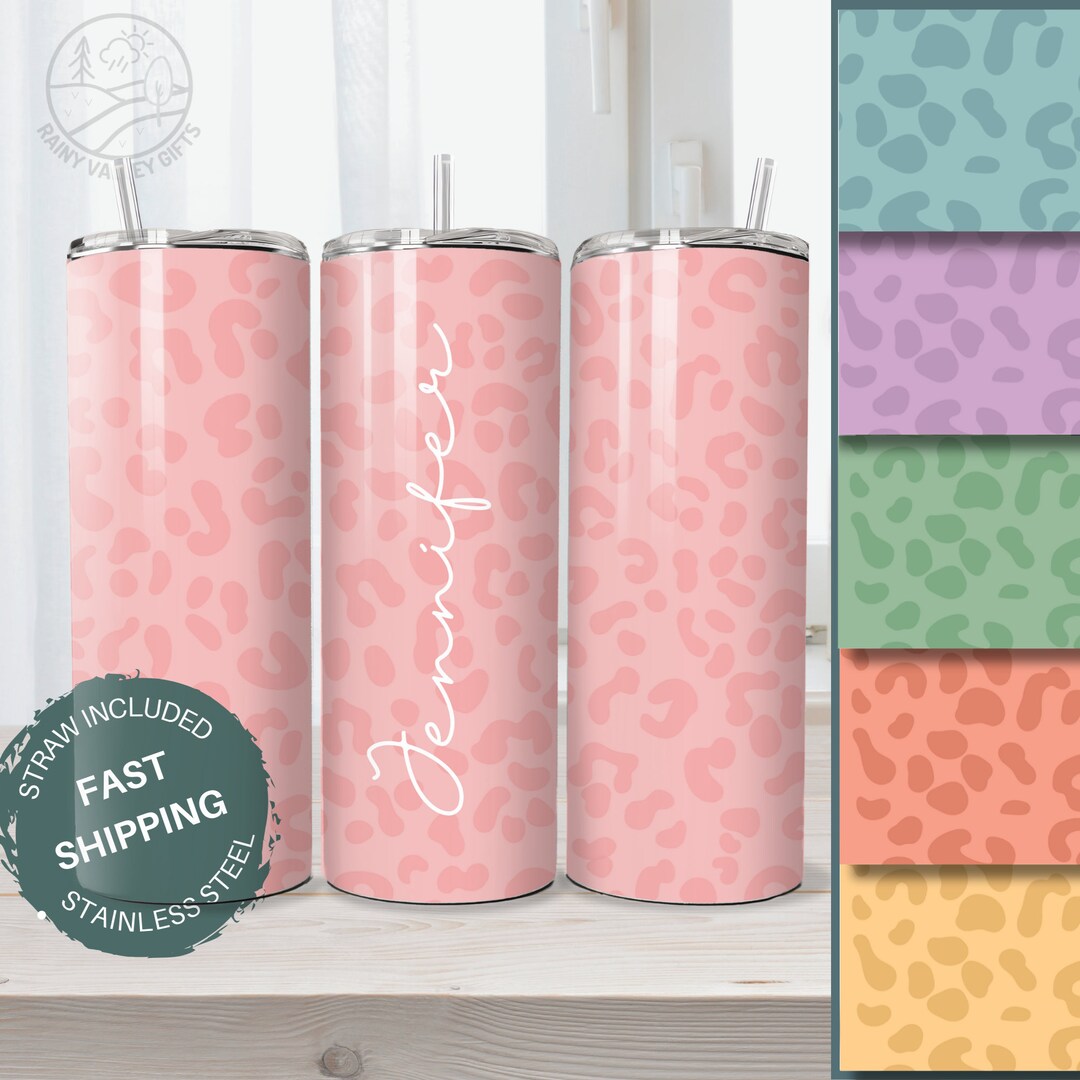 Custom Cheetah Print Tumbler With Lid and Straw, Leopard Print Travel ...