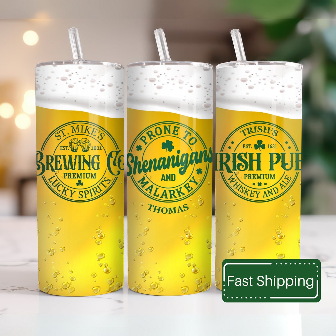 St Patrick's Day Tumbler, Personalized St Patricks Day Cup With Straw ...