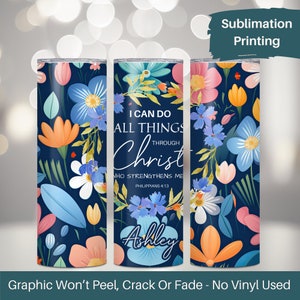 Bible Verse Tumbler Personalized, Christian Travel Mug Gift for Her ...