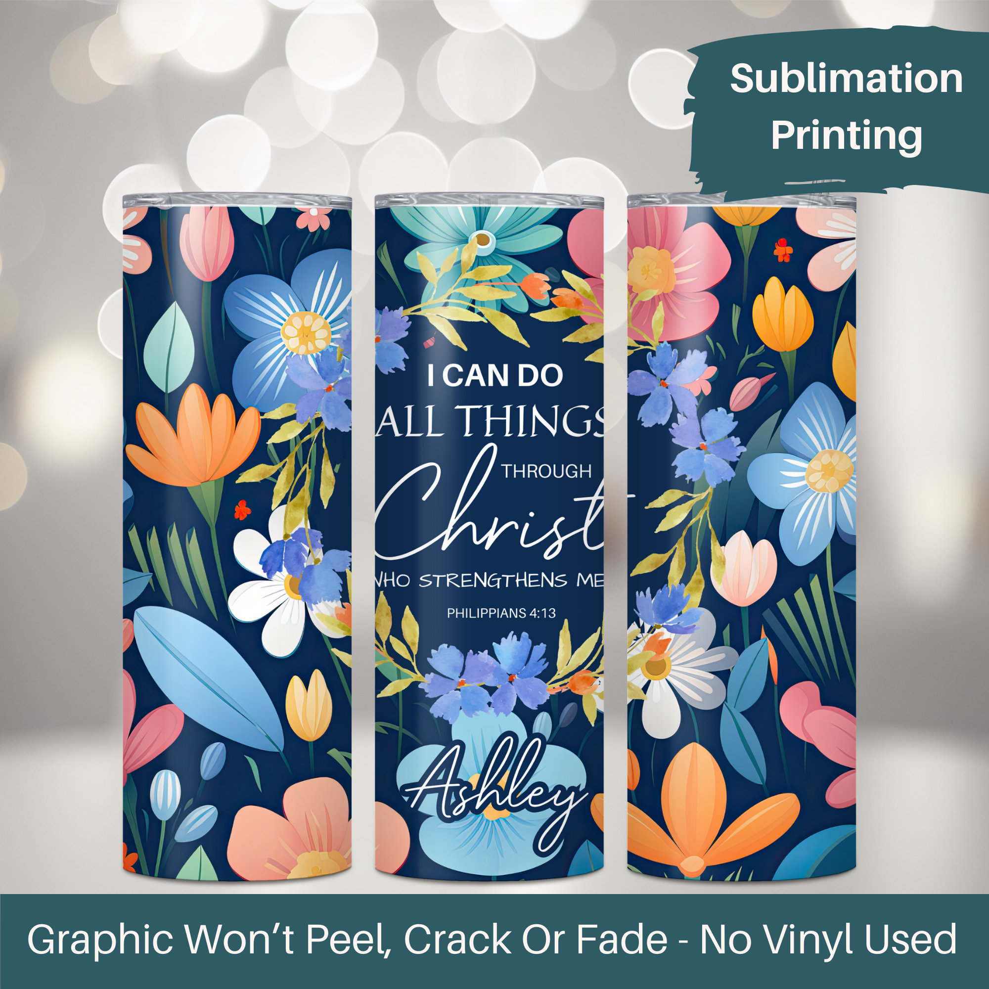 Bible Verse Tumbler Personalized, Christian Travel Mug Gift for Her ...