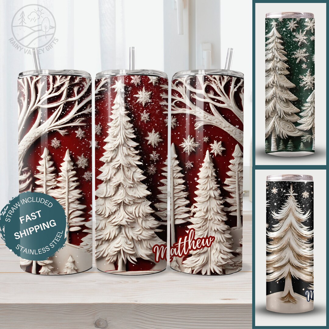 Personalized Christmas Tumbler, Christmas Tree Christmas Travel Mug for ...