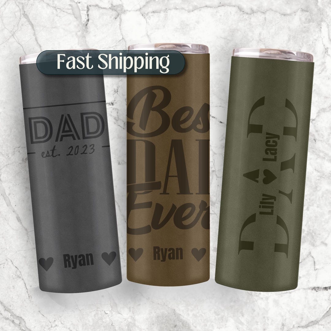 Dad Tumbler With Kids Names, Personalized Dad Est Cup, Daddy Tumbler ...